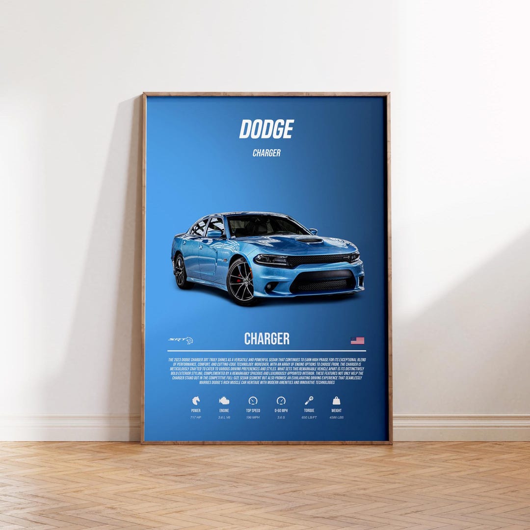 Dodge Charger Sports Car Posters Automotive Wall Art Car Enthusiast ...