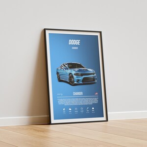 Dodge Charger Sports Car Posters Automotive Wall Art Car Enthusiast ...
