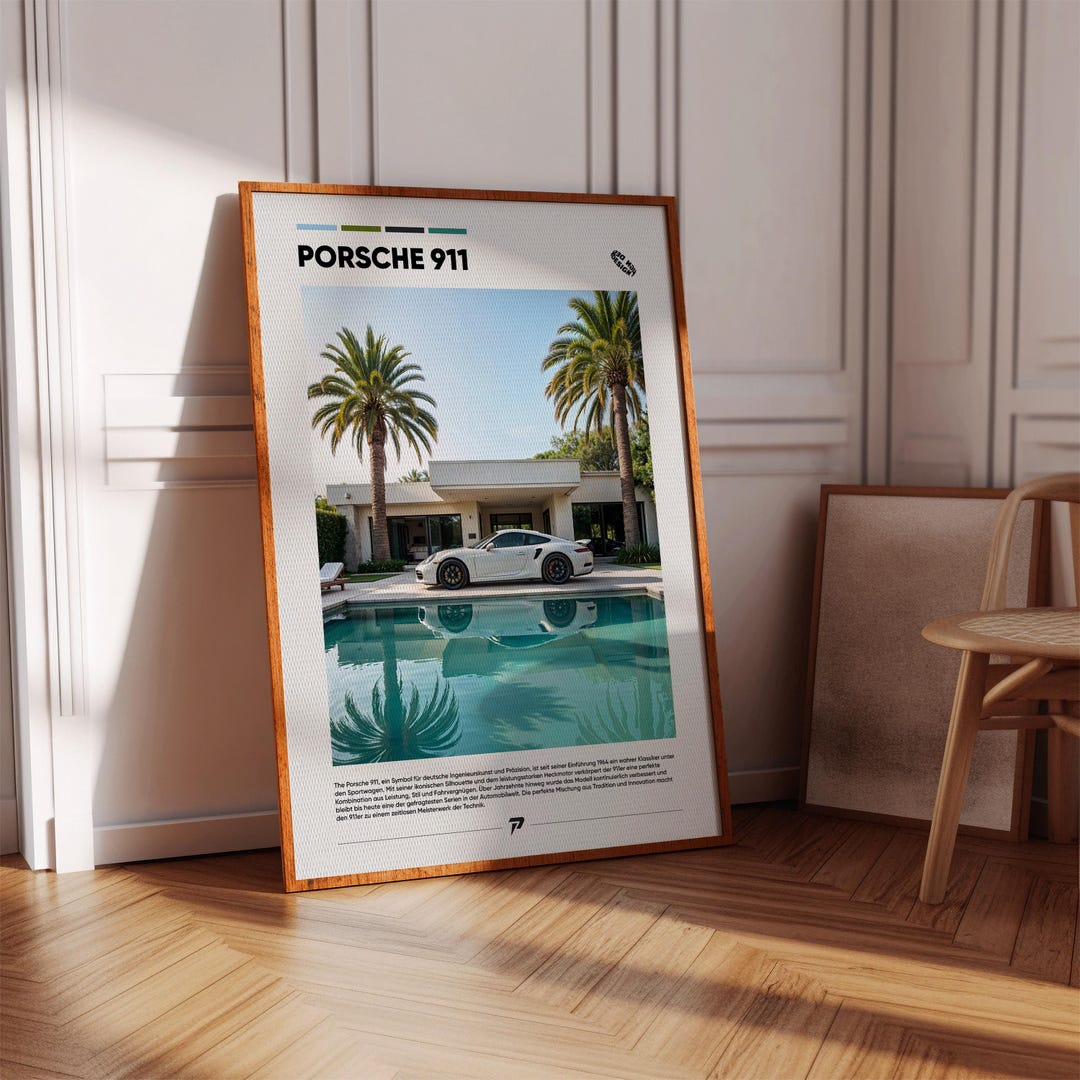 Vintage Porsche Pool Art | Vintage Art | Automotive Wall Art | Car ...