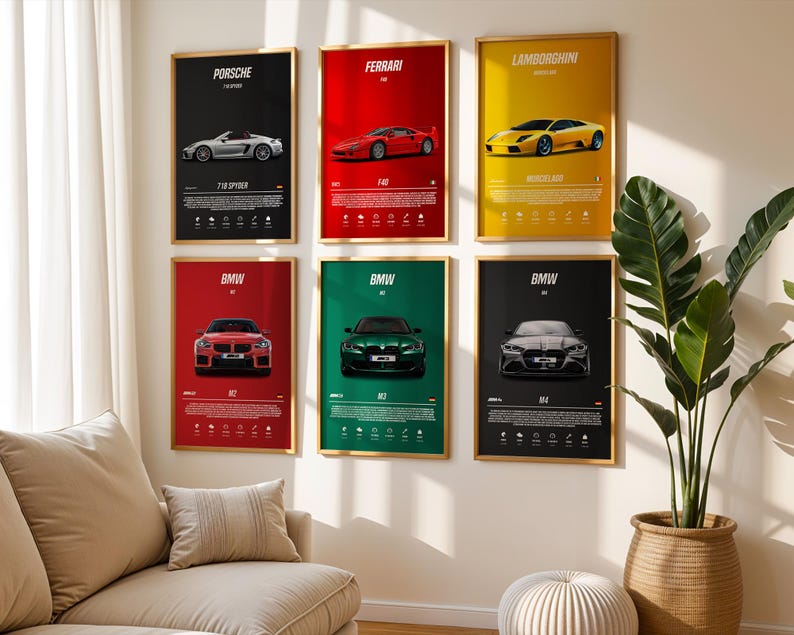100+ Car Poster Bundle: Supercar, JDM & Classic Wall Art (digital ...