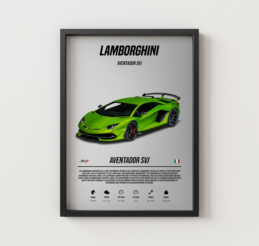 Lamborghini Aventador SVJ Car Poster Christmas Home Decor Car ...