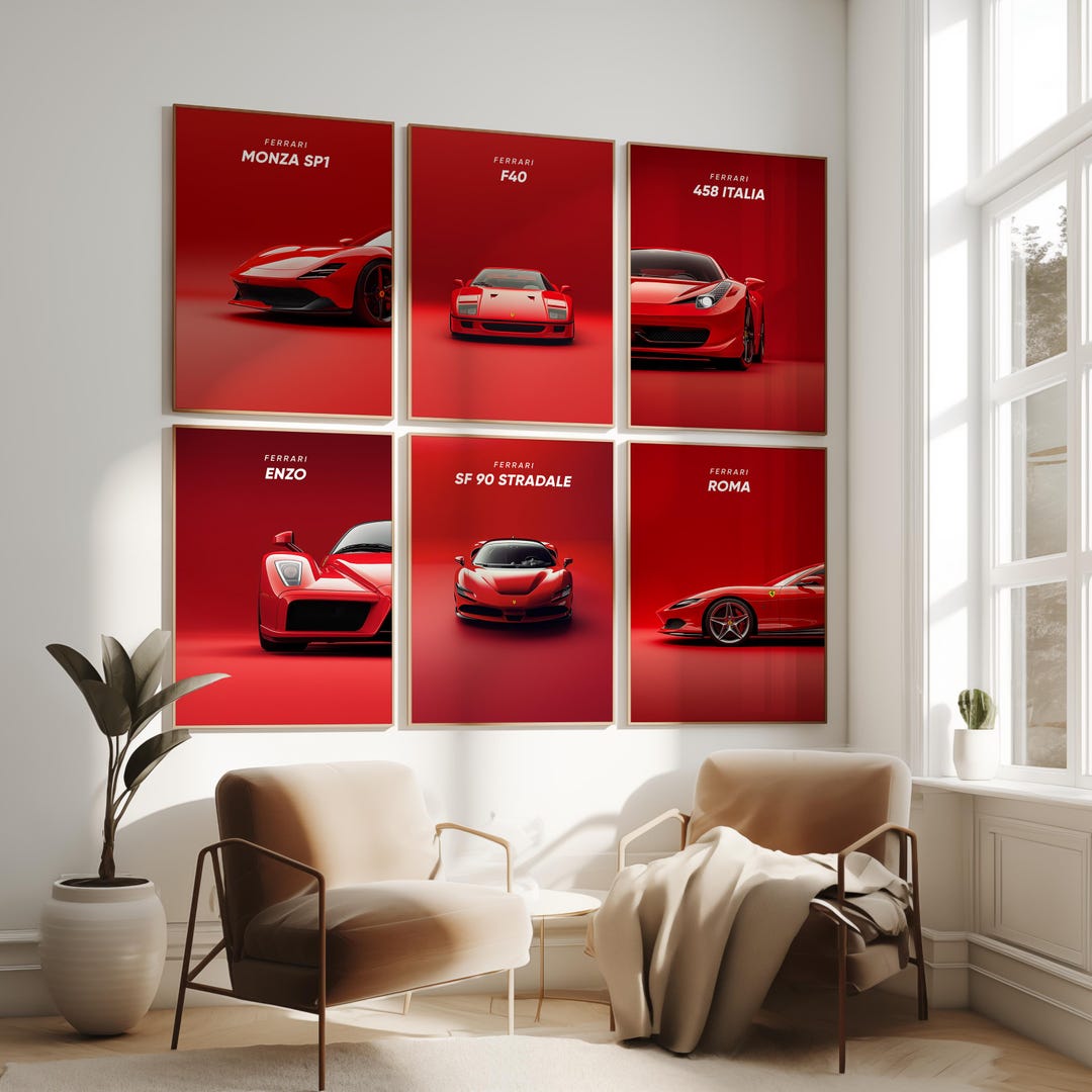 Ferrari Car Poster Set: Automotive Wall Art (digital Prints) - Etsy