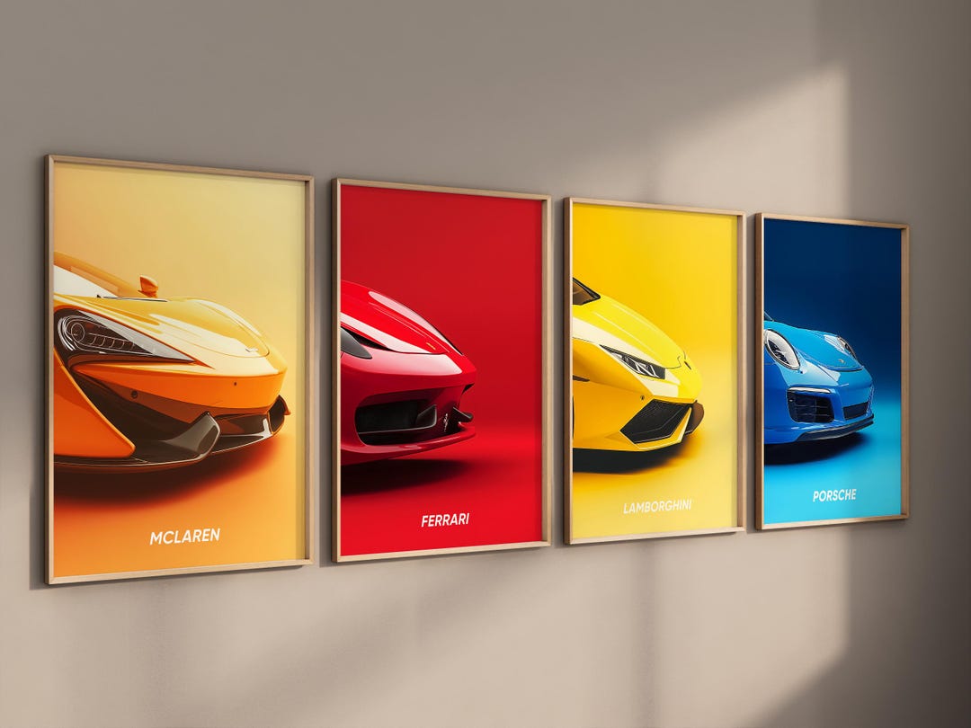 Supercar Poster Set: Mclaren, Ferrari, Lamborghini, Porsche (digital ...