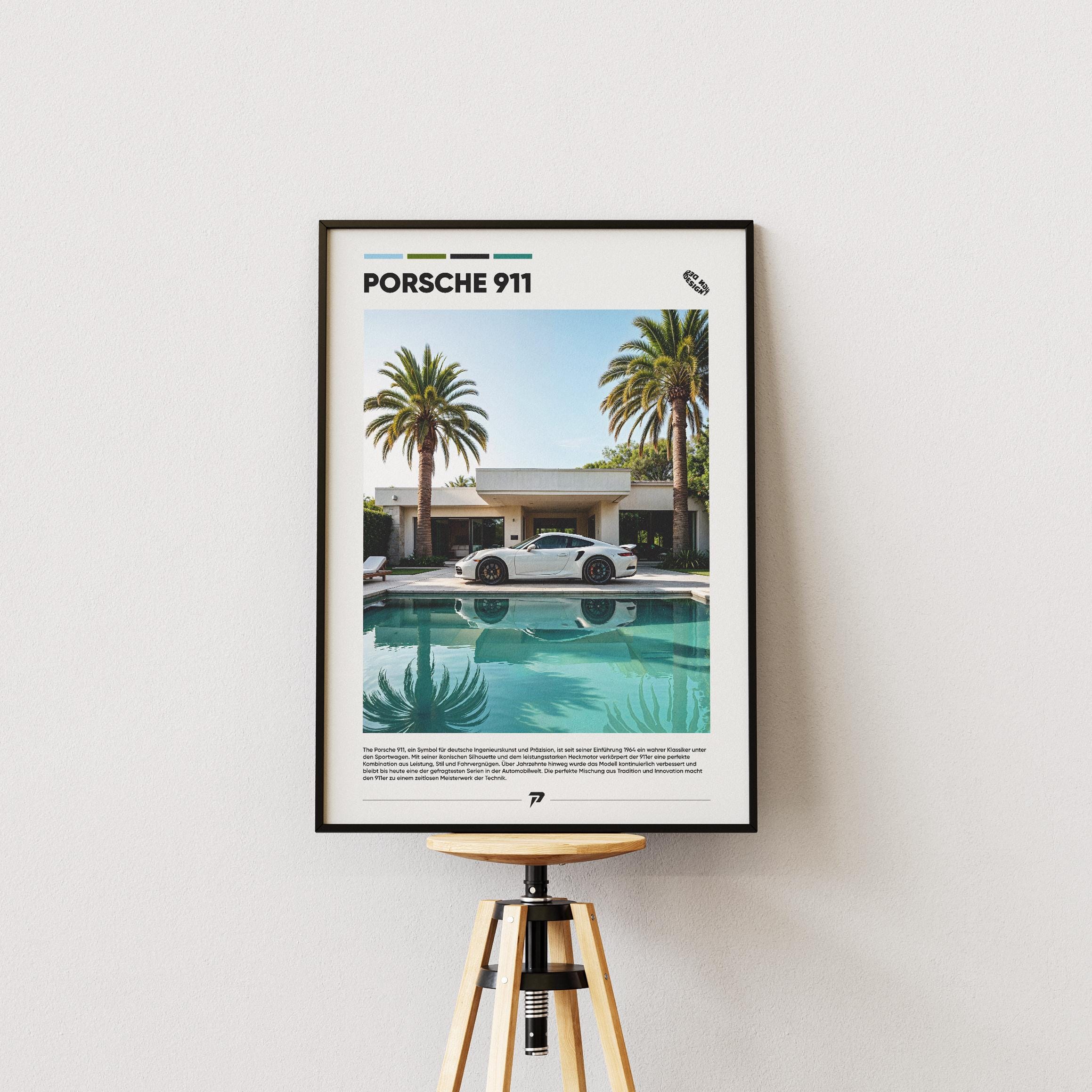 Vintage Porsche Pool Art | Vintage Art | Automotive Wall Art | Car ...