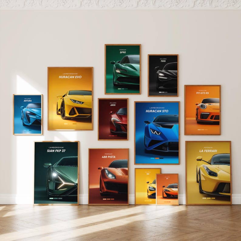100+ Car Poster Bundle: Supercar, JDM & Classic Wall Art (digital ...