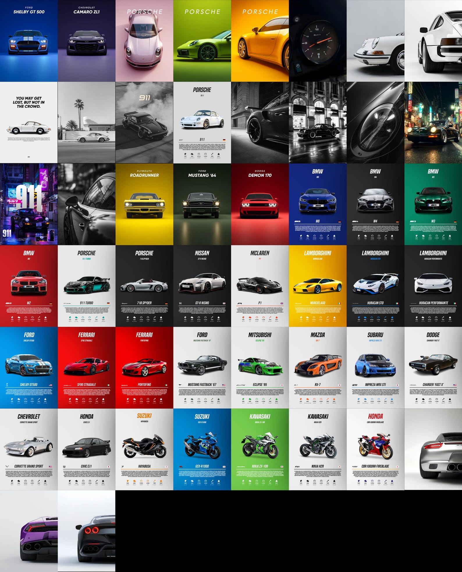 100+ Car Poster Bundle: Supercar, JDM & Classic Wall Art (digital ...