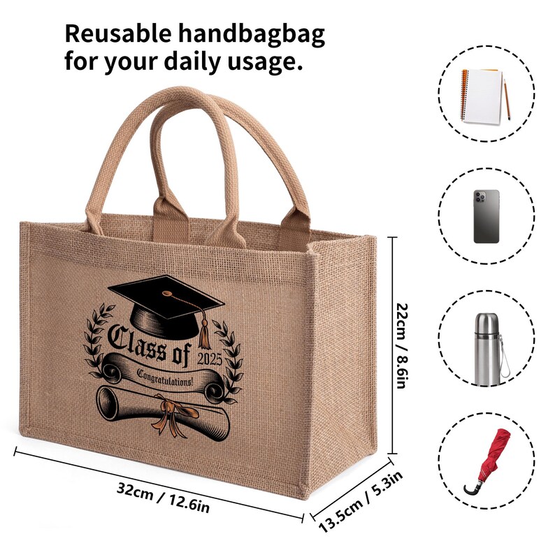 Class of 2025 Graduation Tote Bag Burlap Jute Bag, Grad Gift, Senior ...