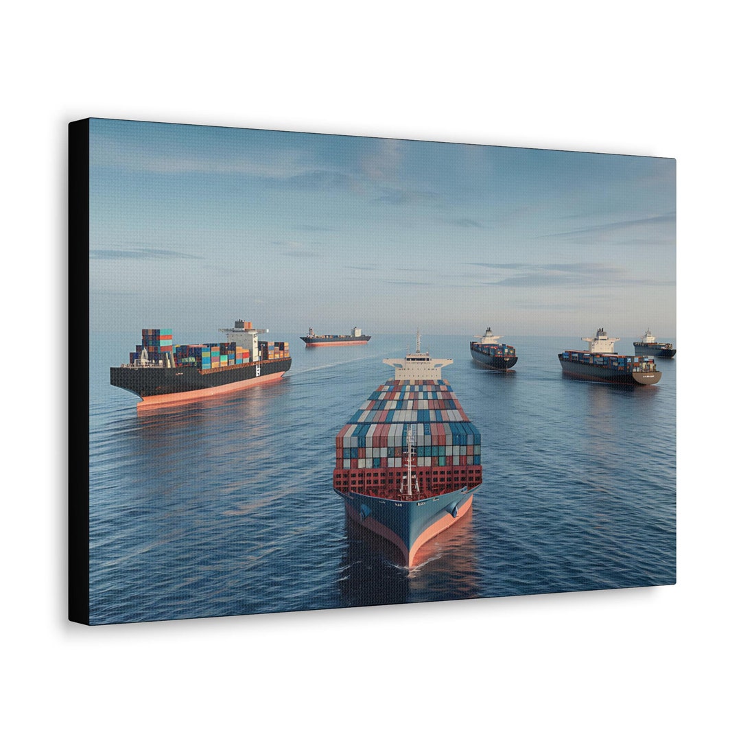 Shipping Container Wall Art - Ocean Cargo Ship Print - Modern Nautical ...