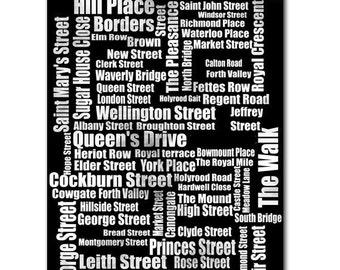 Typography of Los Angeles Street Names in Black and White A4 | Etsy