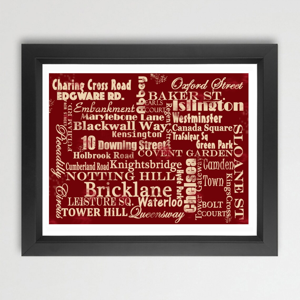 Typography of London Street Names, Fine Art Print, Street Names, London ...