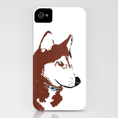 Red Siberian Husky Dog on Phone Case Samsung S21, iPhone 14, iPhone 14 ...
