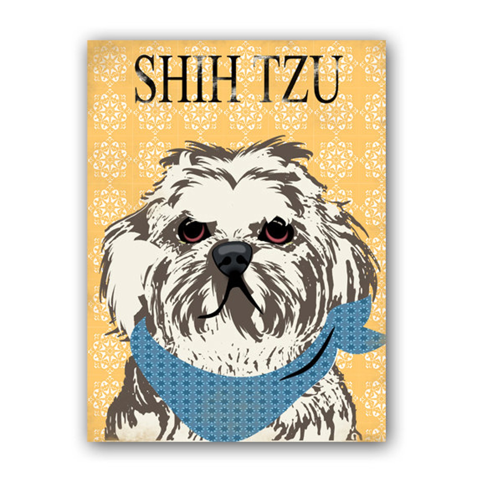Shih Tzu Dog Fine Art Print, Dog Lover, Pet, Silhouette, Blue Collar ...