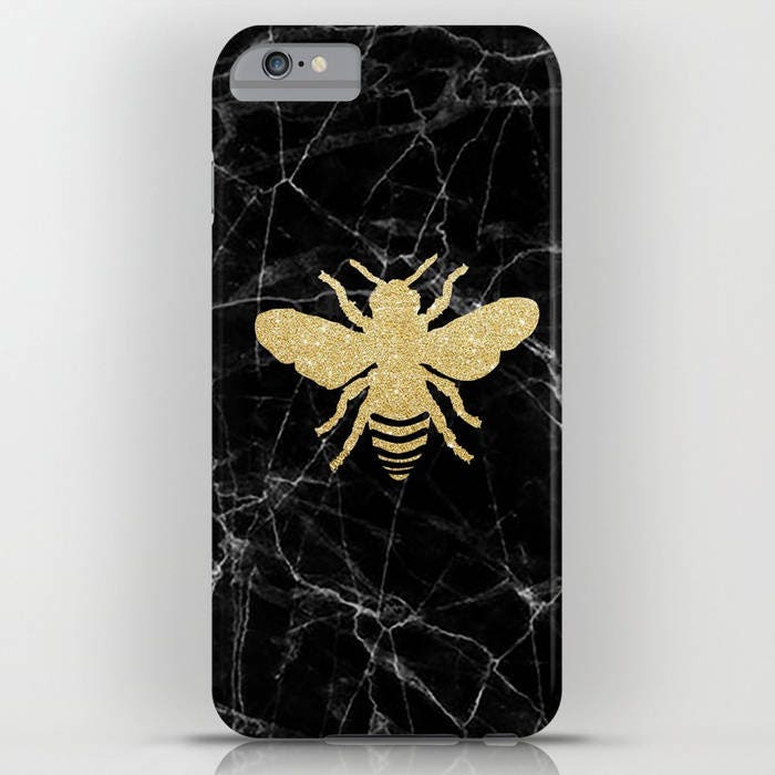 Black Marble With Golden Honey Bee on Phone Case Iphone 11 | Etsy