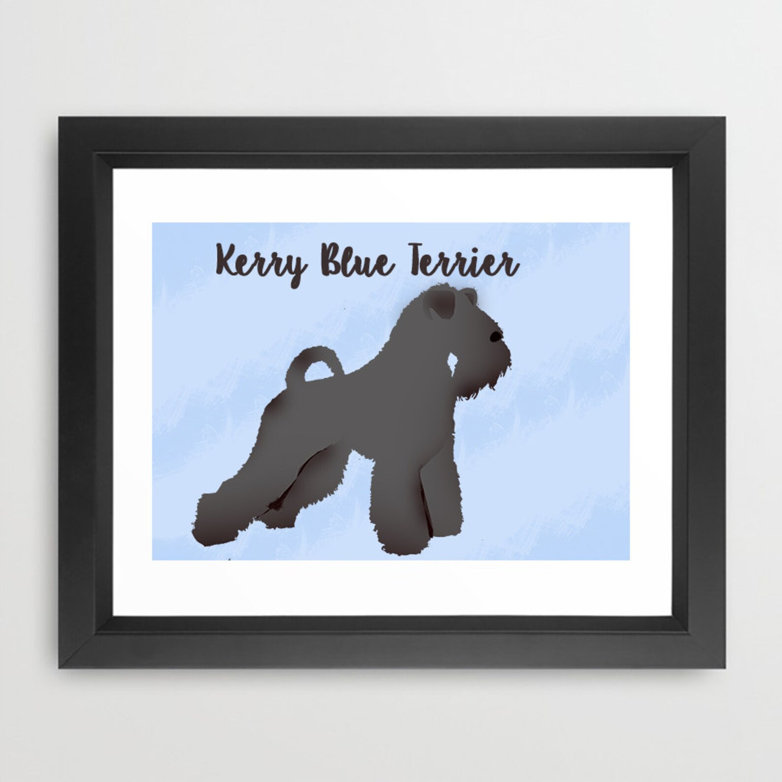 Kerry Blue Terrier Silhouette Print Print Black and Gray - Etsy