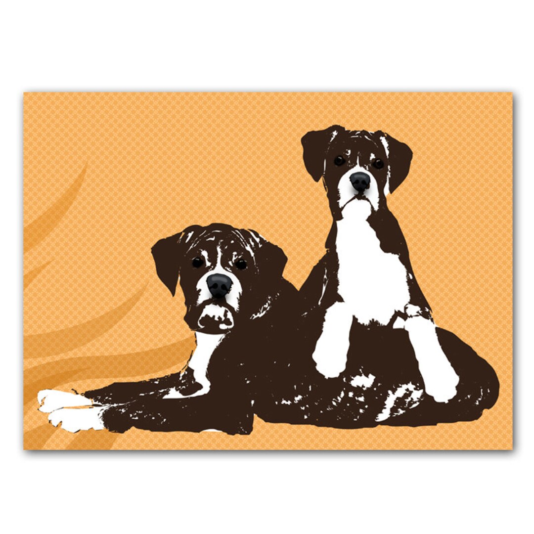 Two Boxer Dogs Fine Art Print , Dog Art , Prints, Illustrations, Boxer ...
