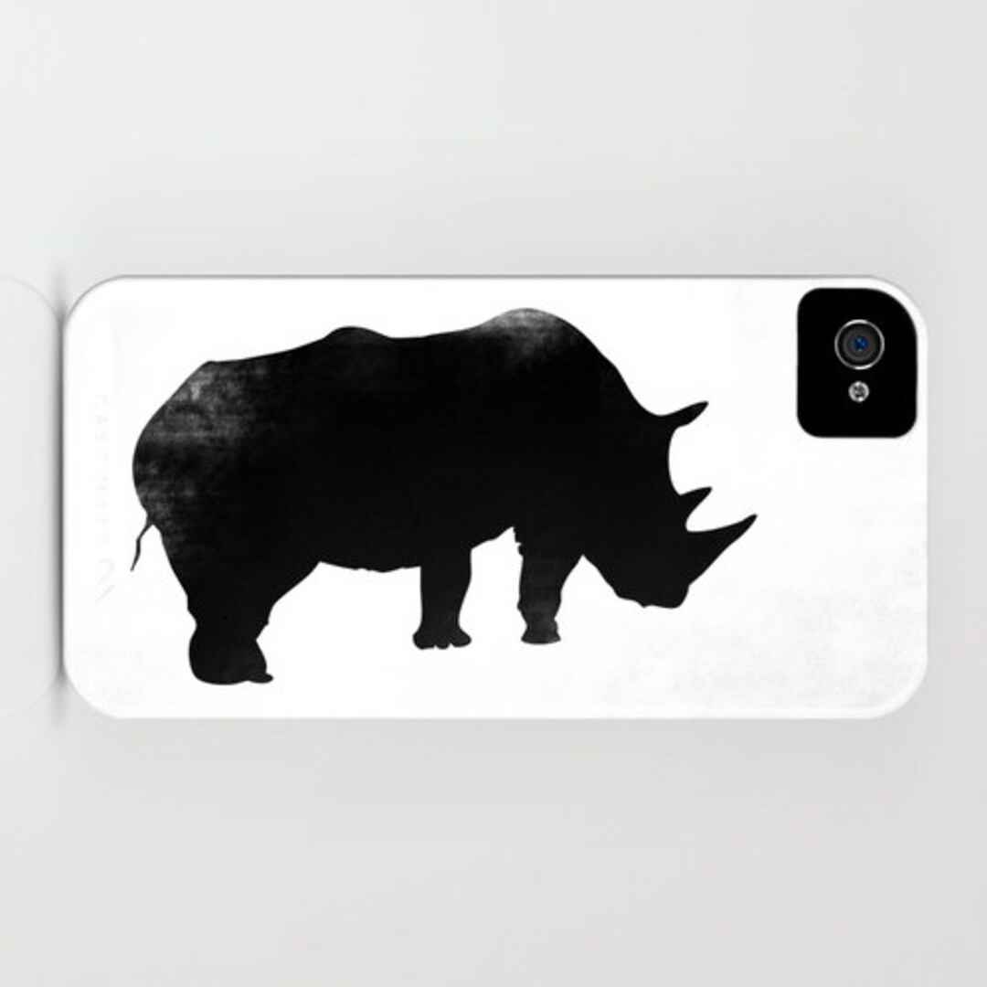 Rhino on Phone Case Rhino, Black Rhinoceros, Samsung S21, iPhone 14 ...