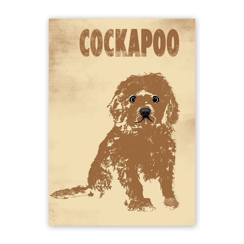 Cockapoo Dog Art Print Fine Art Print, Pattern, Cockapoo, Brown ...