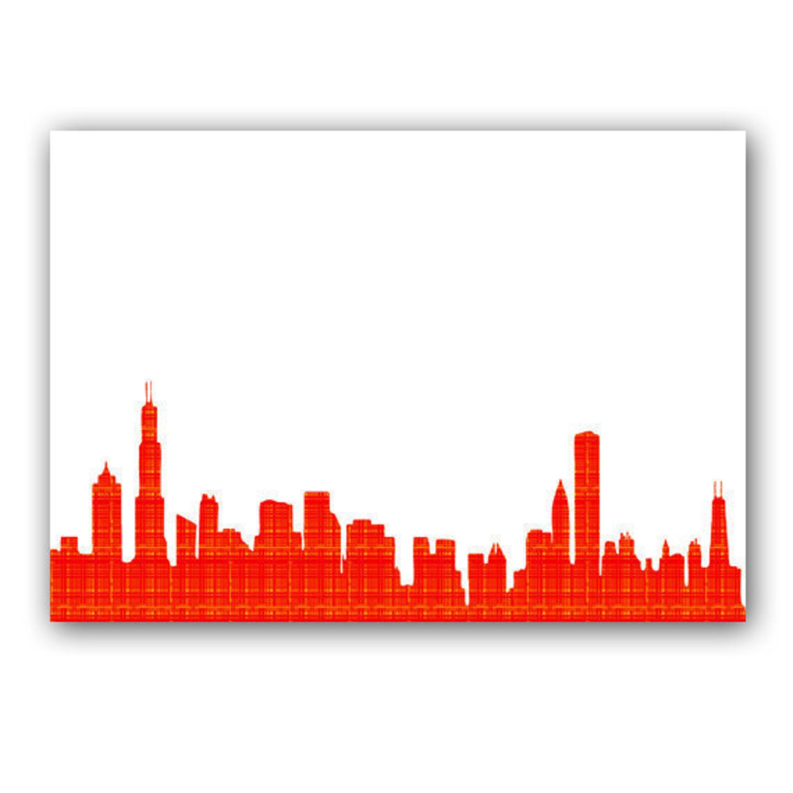 Chicago Skyline in Orange Fine Art Print Modern Decor Wall Art City ...