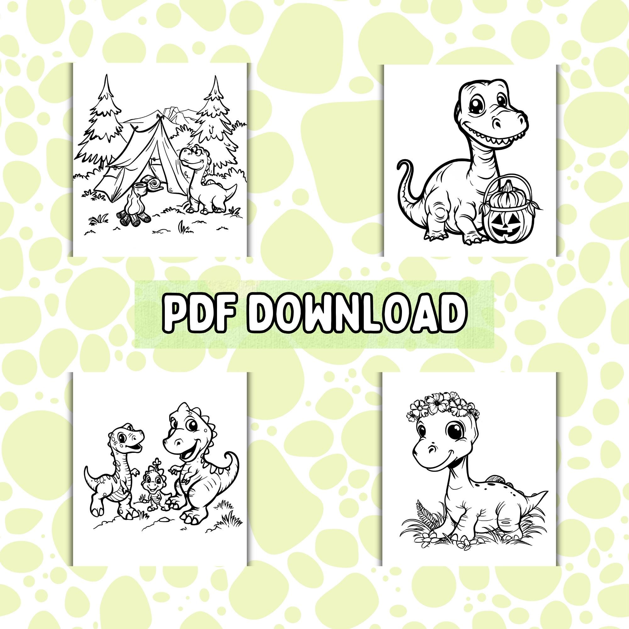 Dino Coloring Pages for Kids | Cute Printable A4 Size PDF Sheets for ...