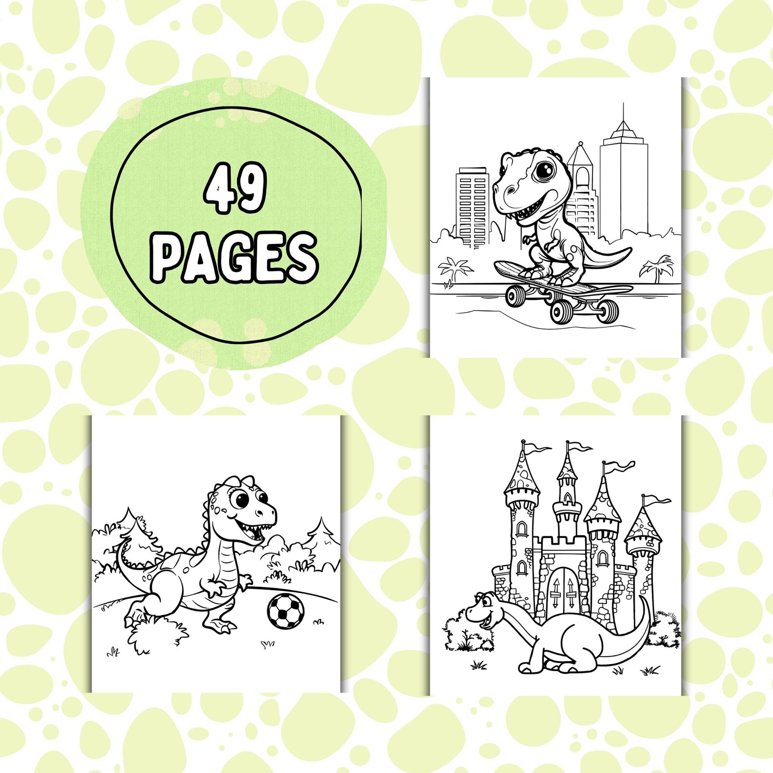 Dino Coloring Pages for Kids | Cute Printable A4 Size PDF Sheets for ...