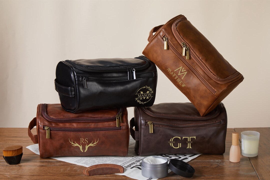 Leather Travel Kit, Engraved Dopp Kit, Men's Travel Accessory, Travel ...