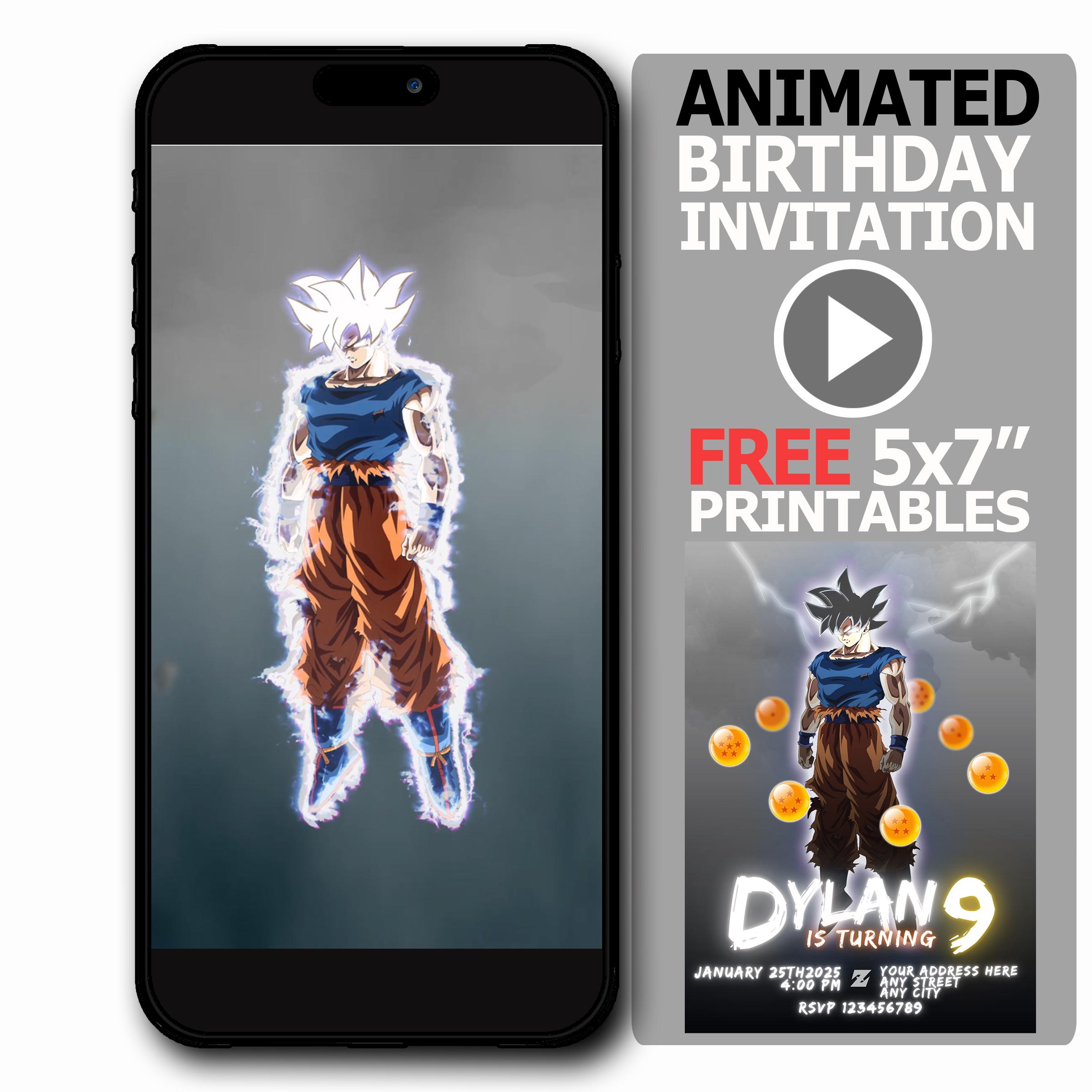 Goku Birthday Video Invitation: Animated Kids Party Card (digital ...
