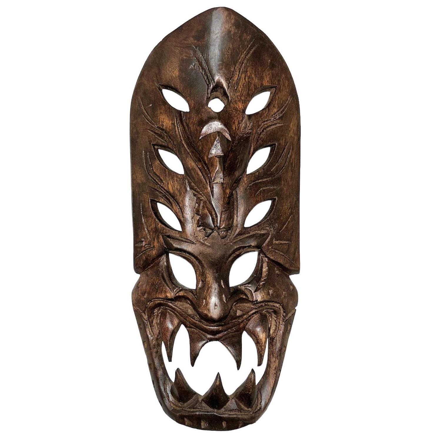 Hand Carved Pine Wood Dragon Mask: Philippine Tribal Art - Etsy
