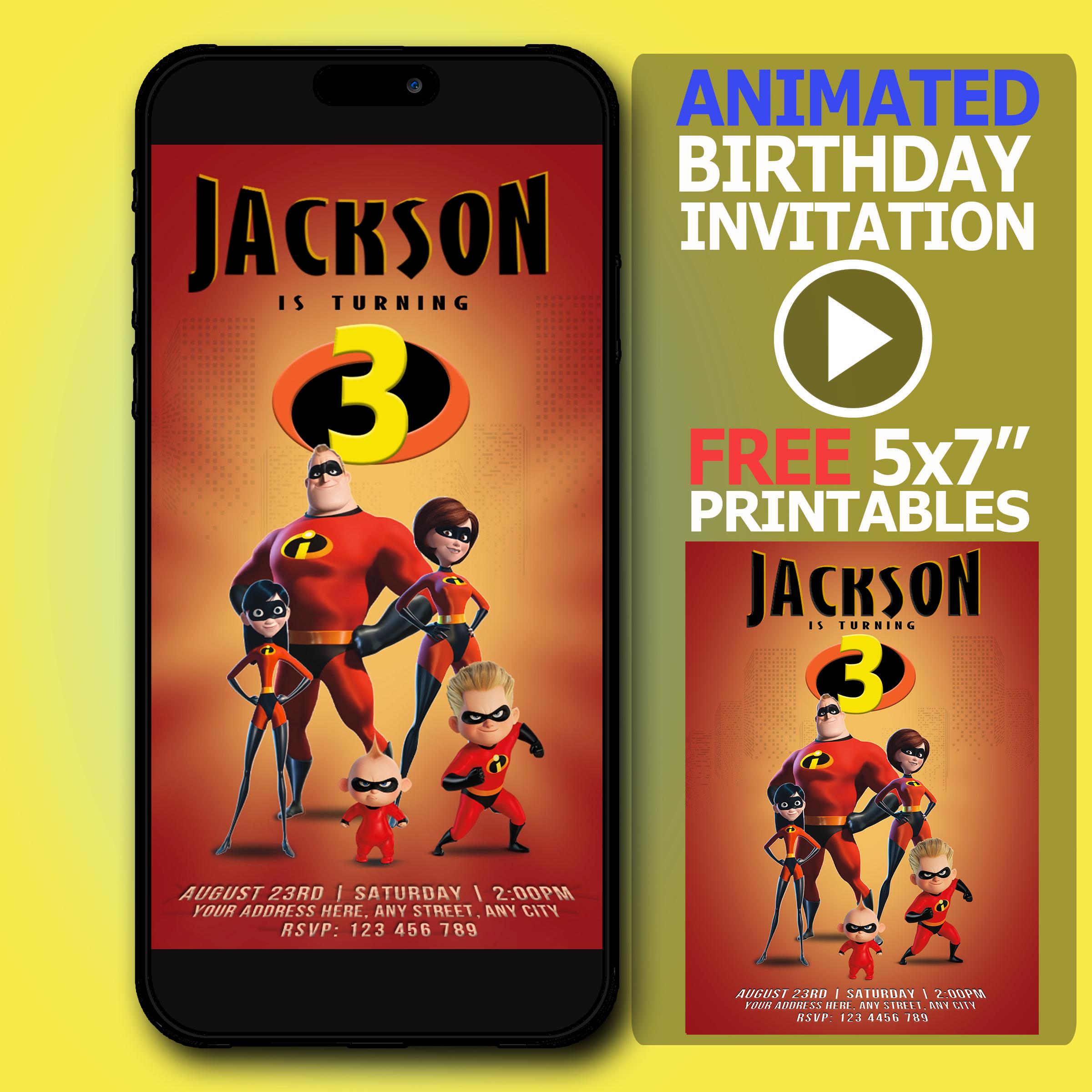 The Incredibles Birthday Video Invitation: Animated Kids Party Invite Jack-jack (digital ...