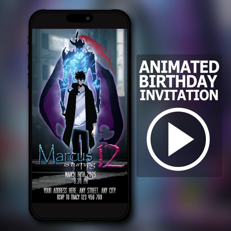 Video Solo Leveling Birthday Invitation - Digital Birthday Invitation ...