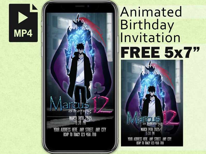 Video Solo Leveling Birthday Invitation - Digital Birthday Invitation ...