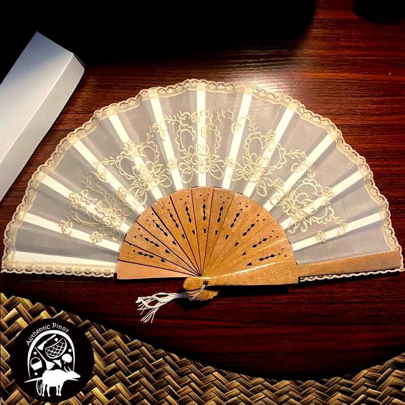 Handmade Jusi & Mahogany Hand Fan: Filipino Pamaypay (9 X 16 Inches) - Etsy
