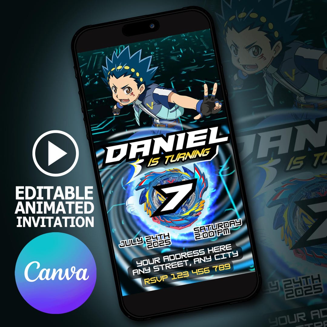 Editable Beyblade Burst Birthday Invitation Video- Instant Download ...