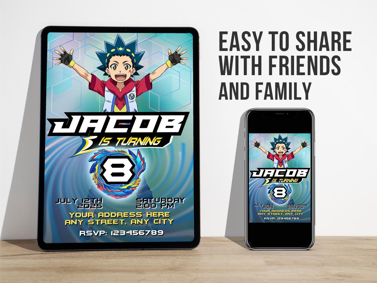 Beyblade Birthday Invitation: Editable Canva Template (digital Download ...