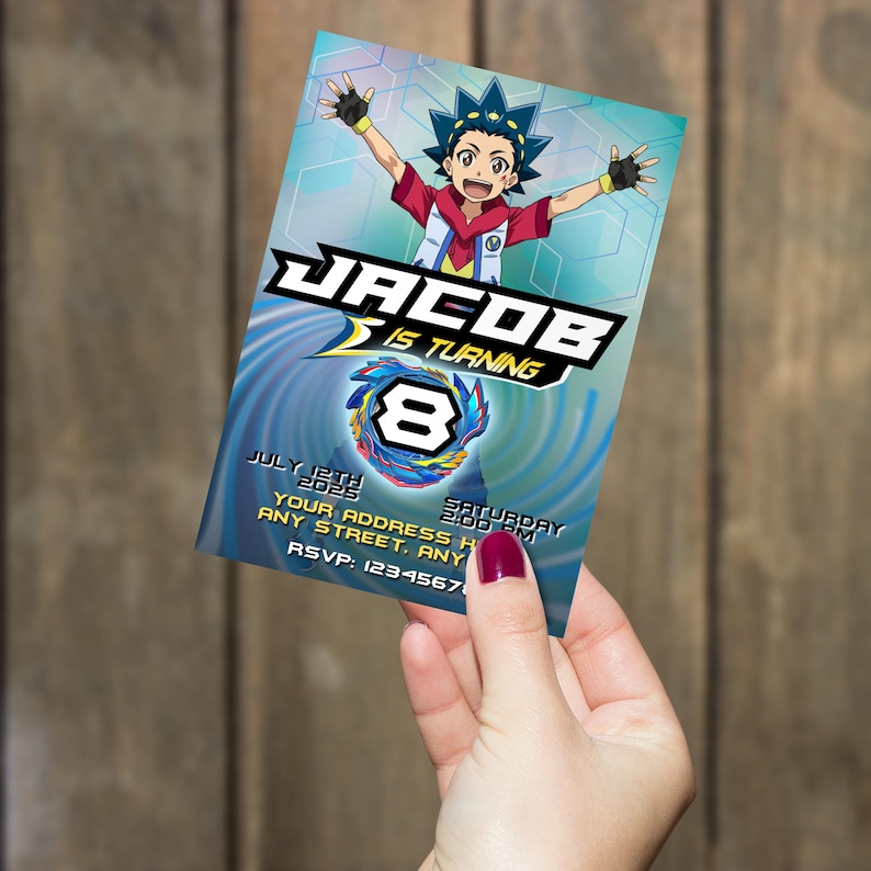 Editable Beyblade Burst Invitation, Beyblade Birthday Party Invitations ...