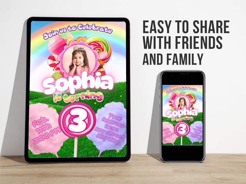 Editable Candy Land Birthday Invitation – Custom Digital Party Invite ...