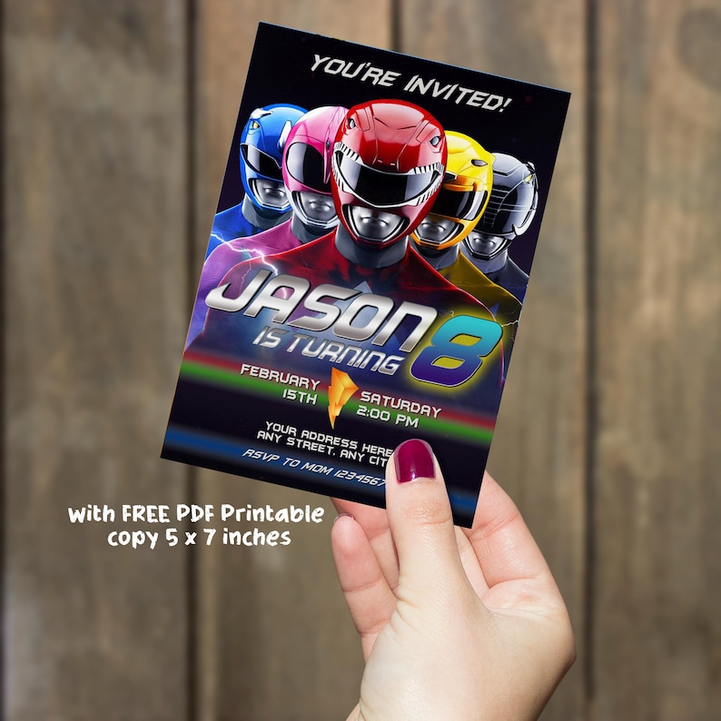 Power Rangers Animated Birthday Invitation Personalized: Fast Digital ...