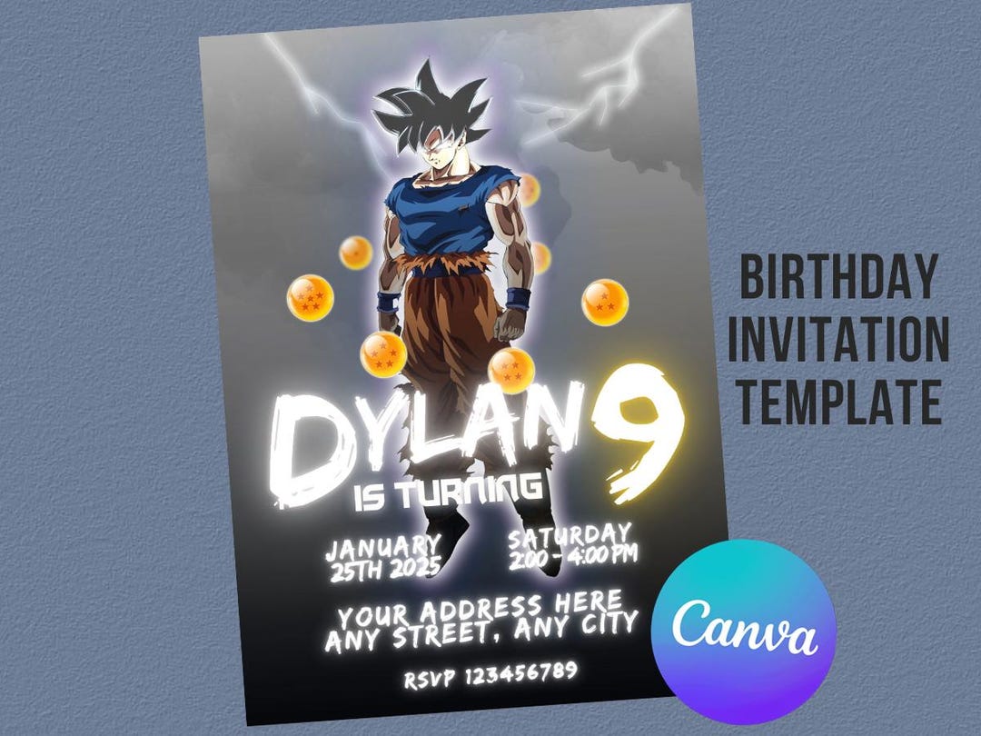 Editable Goku Dragon Ball Invitation Template Printables Invitation ...