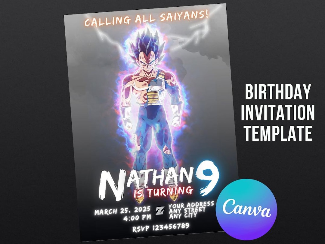 Editable Vegeta Invitation Template - Printables Invitation ...
