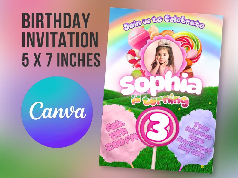 Editable Candy Land Birthday Invitation – Custom Digital Party Invite ...
