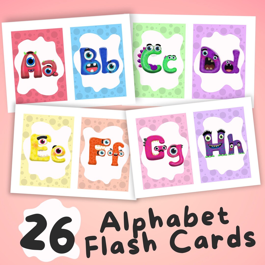 26 Alphabet Flashcards Digital Download Educational Cards Monster ...