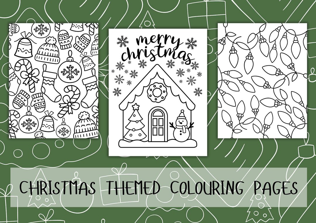 Christmas Themed Colouring Pages Bold Easy Fun - Etsy