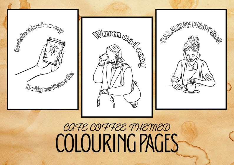 16 Coffee Cafe Themed Colouring Pages - Etsy