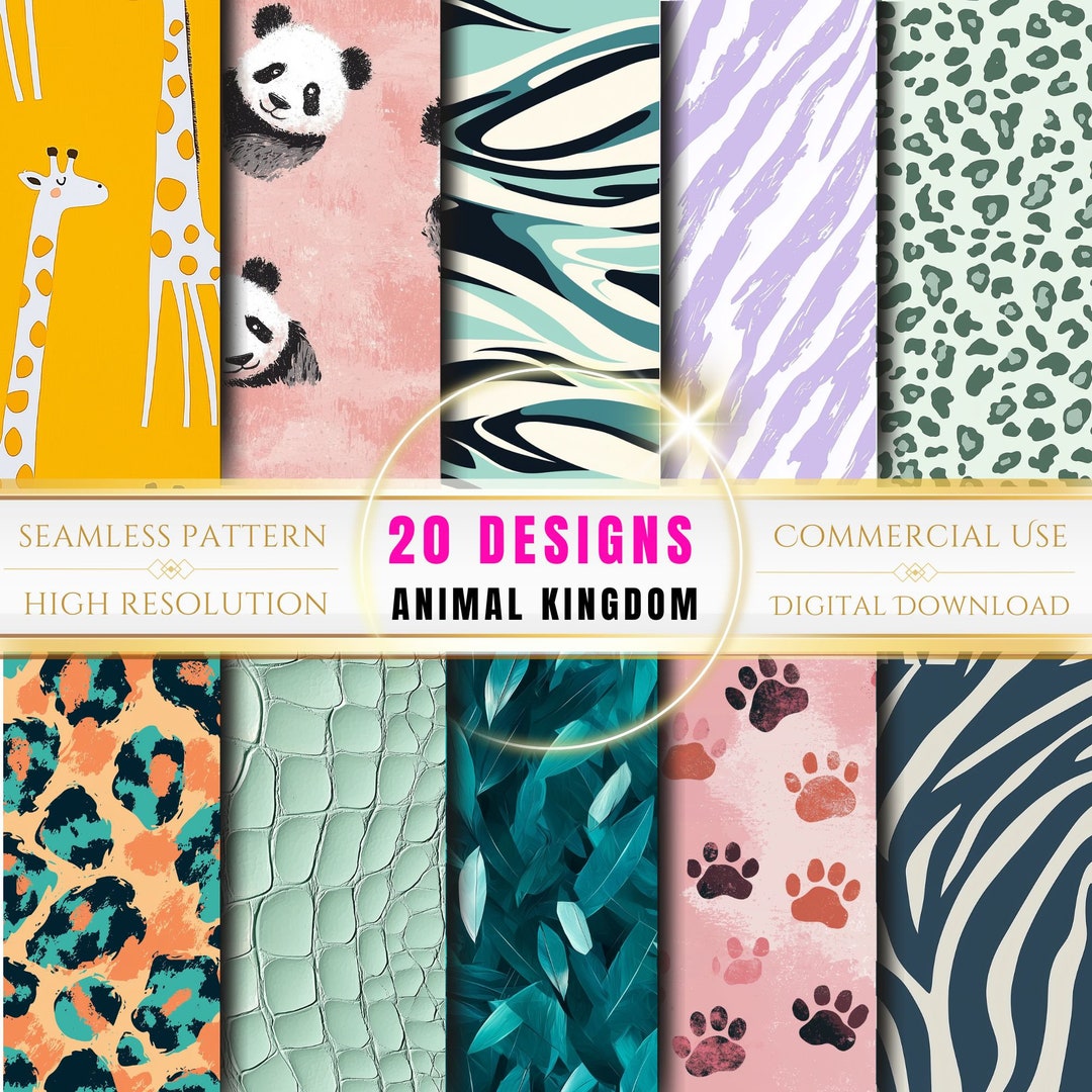 Animal Kingdom Seamless Patterns 20 Unique Animal-themed Digital ...
