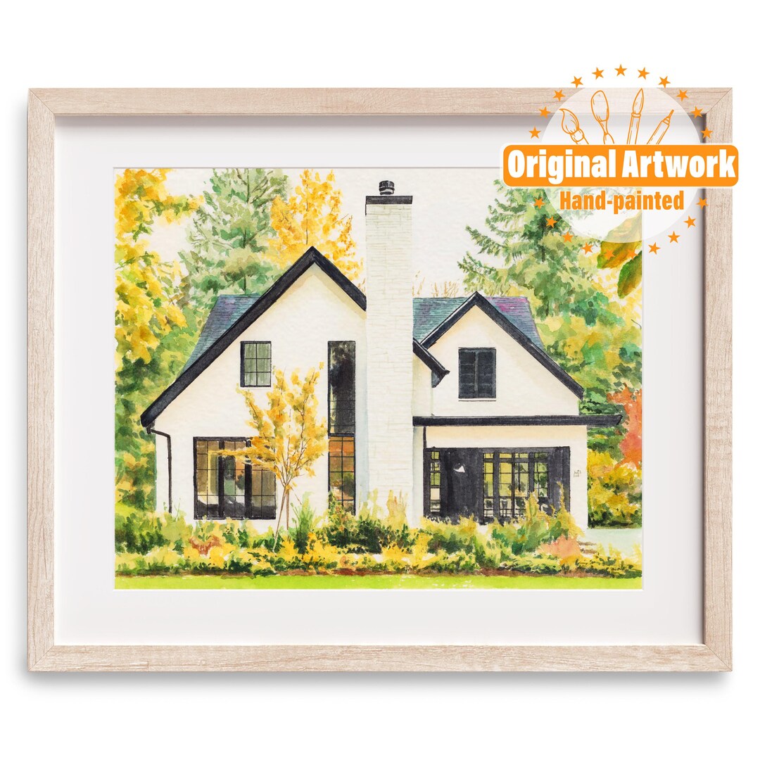 House Portrait, House Painting, Housewarming Gift, Realtor Gift, Home ...