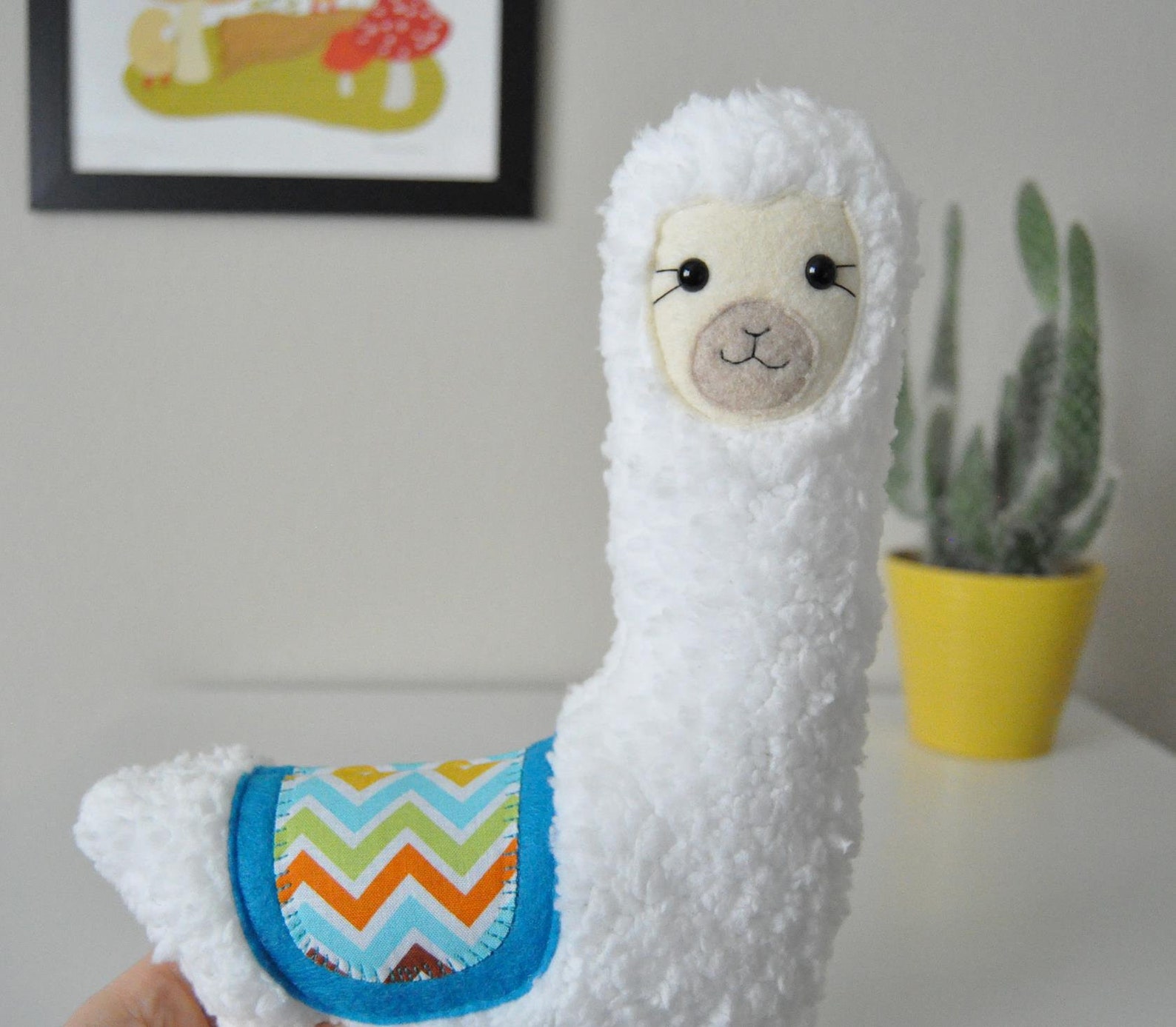 Fuzzy Llama Alpaca Plushie Blue Chevron Stripes READY TO - Etsy