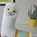 Fuzzy Llama Alpaca Plushie - Yellow and Light Blue Geometric Pattern ...