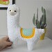 Fuzzy Llama Alpaca Plushie - Yellow and Light Blue Geometric Pattern ...
