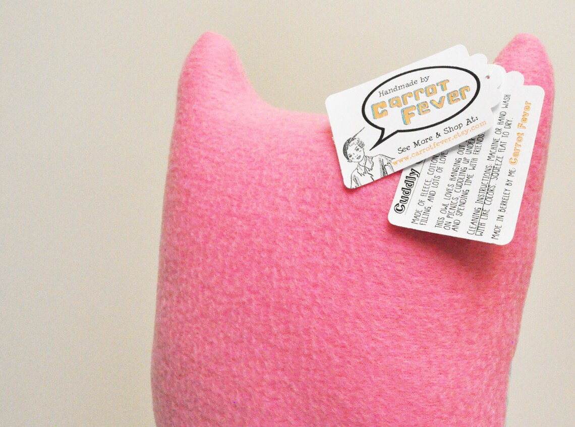 Light Pink Plush Owl With Geometric Print Wings READY TO | Etsy