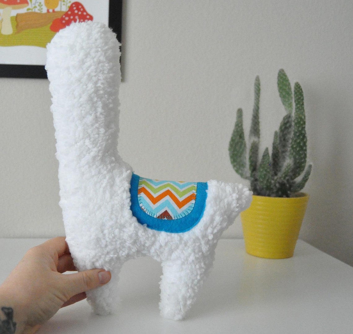 Fuzzy Llama Alpaca Plushie Blue Chevron Stripes READY TO - Etsy