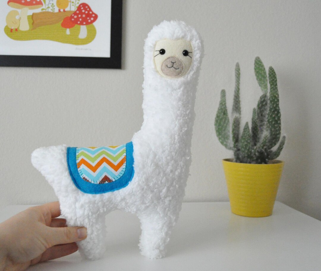 Fuzzy Llama Alpaca Plushie - Blue Chevron Stripes - READY TO SHIP - Etsy